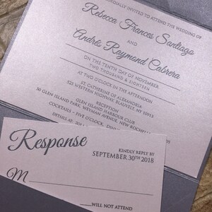 Silver Invitation Silver Wedding Invitation Elegant - Etsy