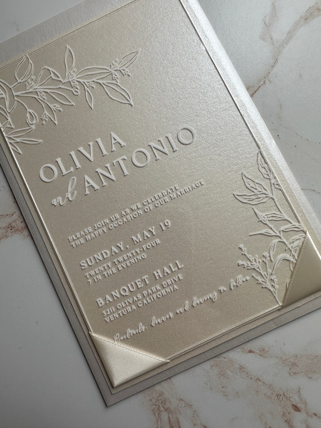 Clear Acrylic Wedding Invitation, Clear Acrylic Invitation With Ribbon ...
