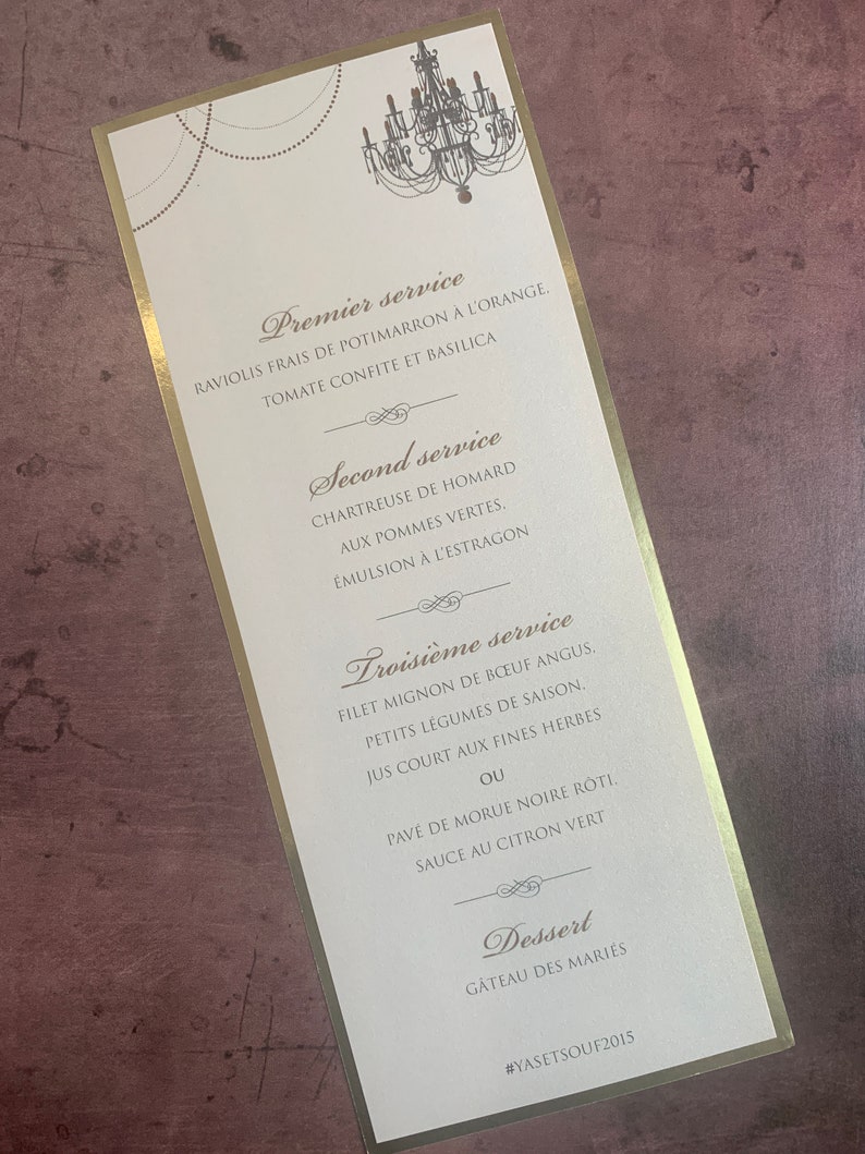 Gold Foil Wedding Menu, Gold Foil Party Favour Tags, Gold Foil Place ...