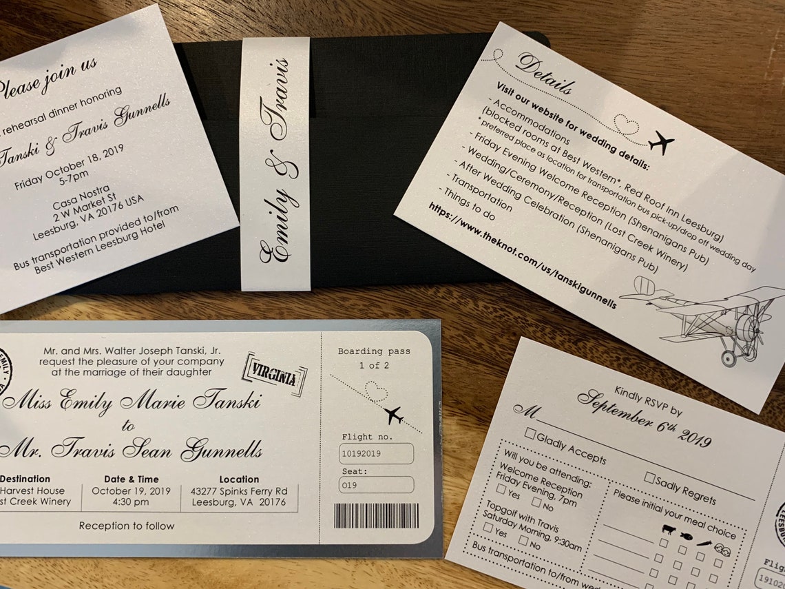 Airplane Ticket Invitations Travel Invitation Boarding Pass | Etsy