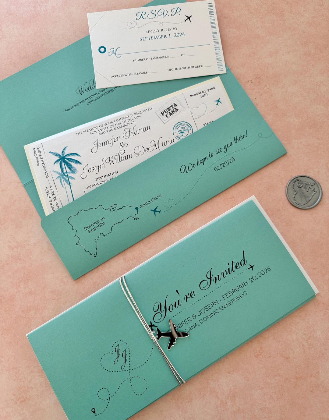 Silver Acrylic Plane and Boarding Pass Ticket With Foil Trim, Folded ...