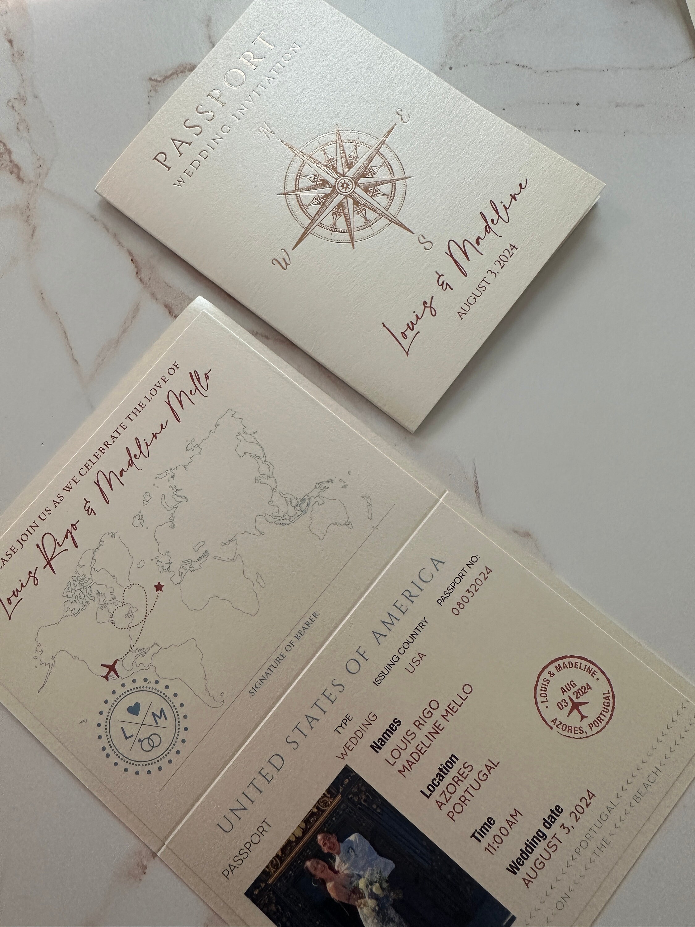 Passport and Boarding Pass Rsvp Wedding Invitation, Rose Gold Foil ...