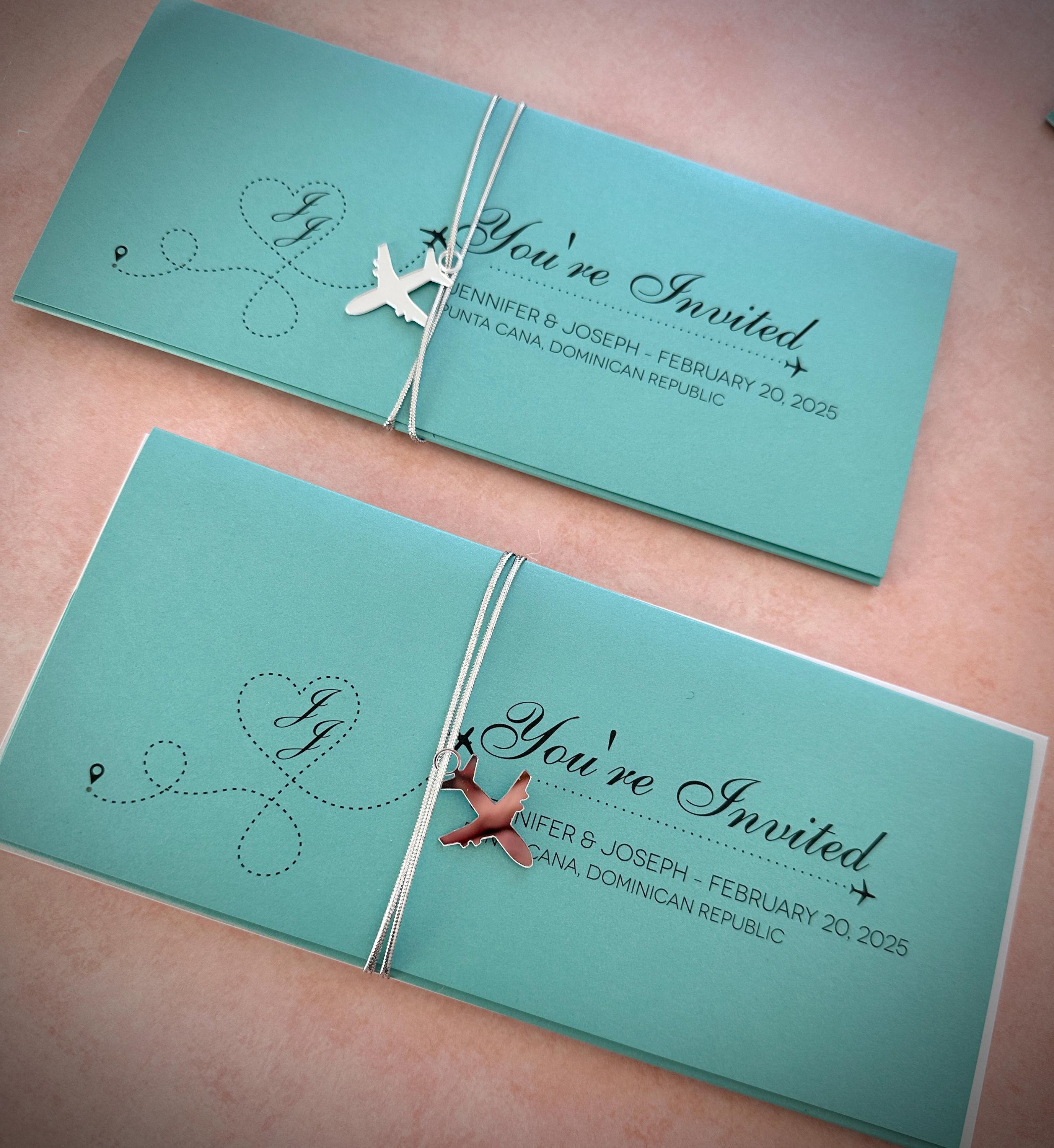 Silver Acrylic Plane and Boarding Pass Ticket With Foil Trim, Folded ...