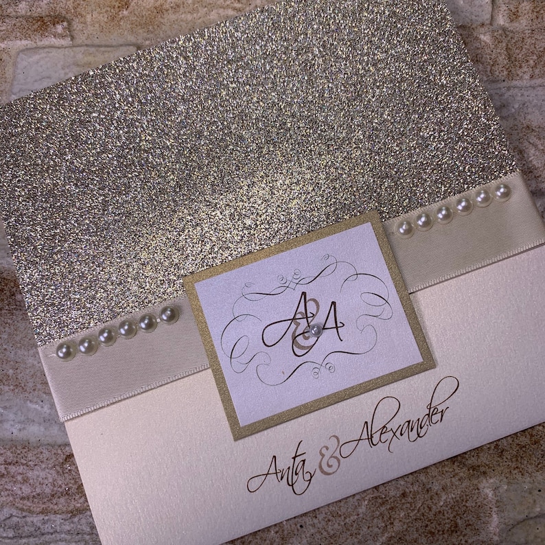 Gold Glitter Wedding Invitations Elegant Glitter Invitations - Etsy UK