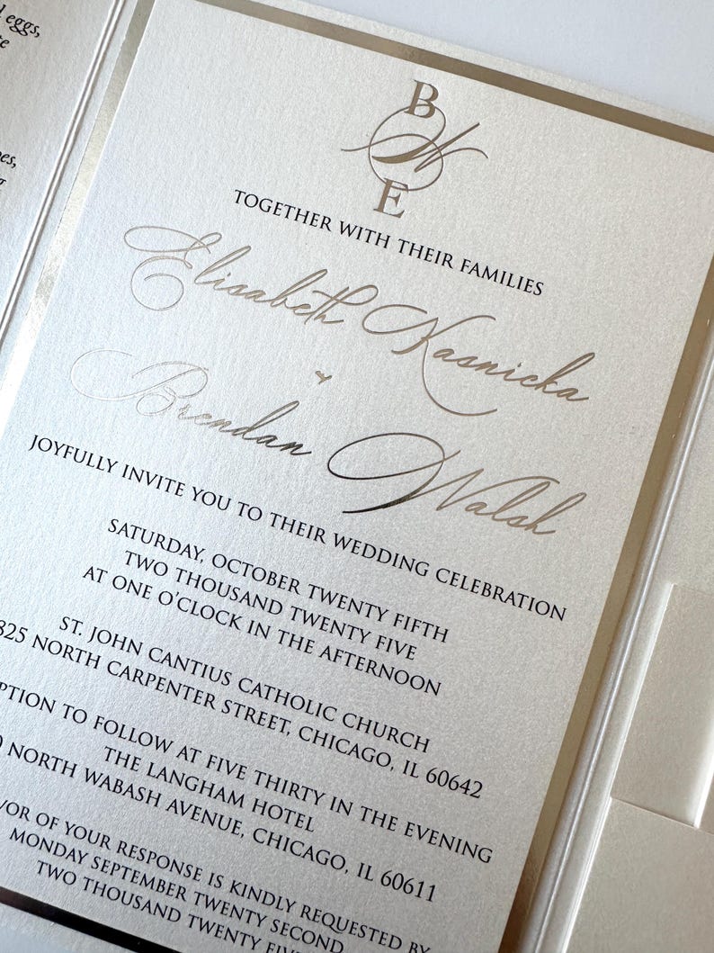 Silver Foil Wedding Invitation Suite, Invitation Pocketfold, Wedding ...