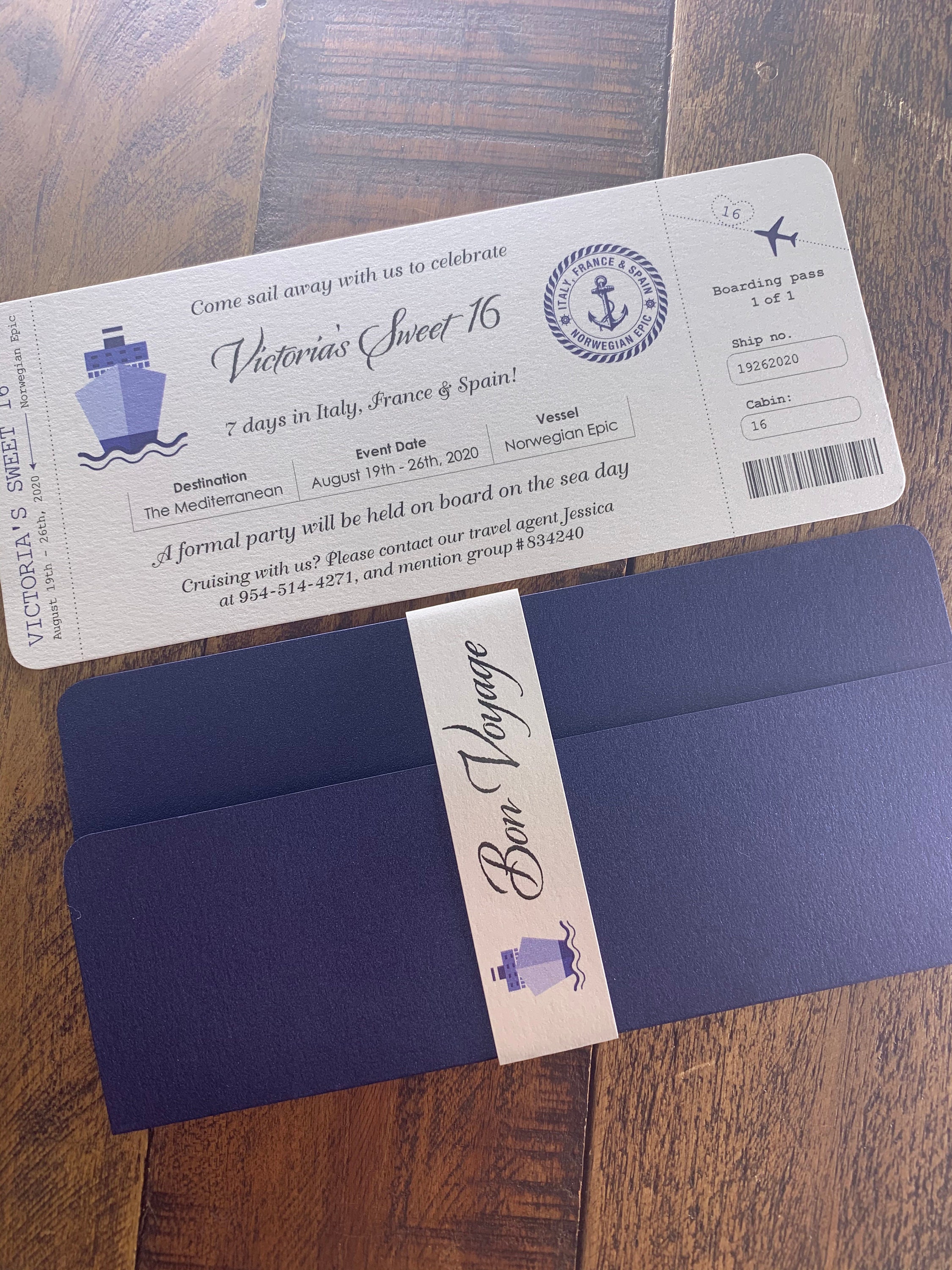 Sweet Sixteen Boarding Pass Invitation Sweet Sixteen Cruise | Etsy
