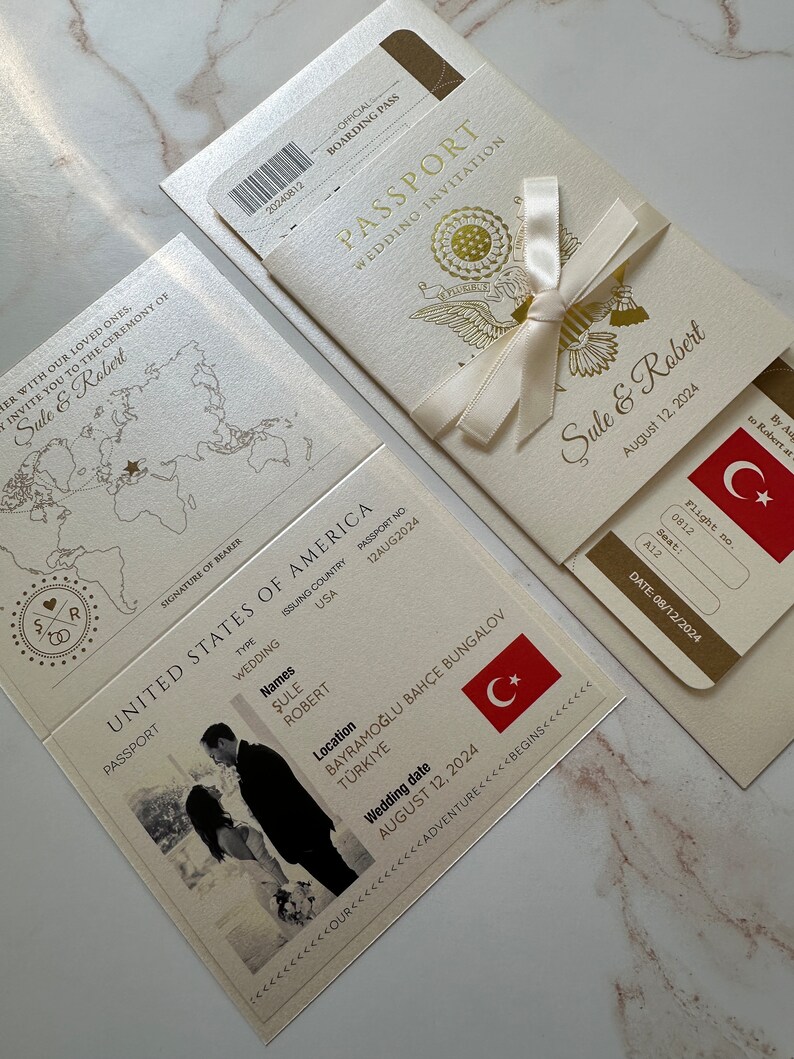 Wedding Passport to Turkey, Turkish Flag on Wedding Passport Invitation ...