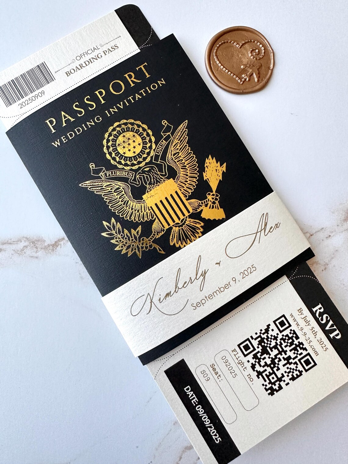 Black Passport With Gold Foil and Band Wrapped Around. Elegant Foil ...