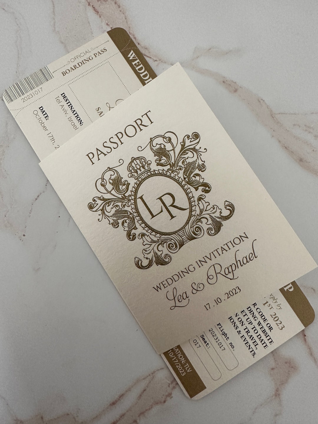 Gold Passport Invitation, Passport Invitations, Passport and Ticket ...