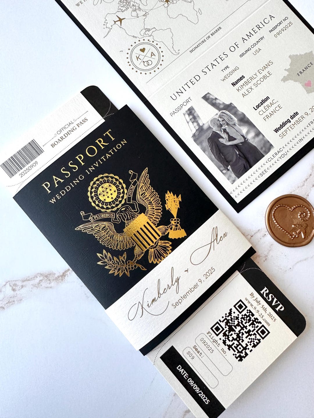 Black Passport With Gold Foil and Band Wrapped Around. Elegant Foil ...