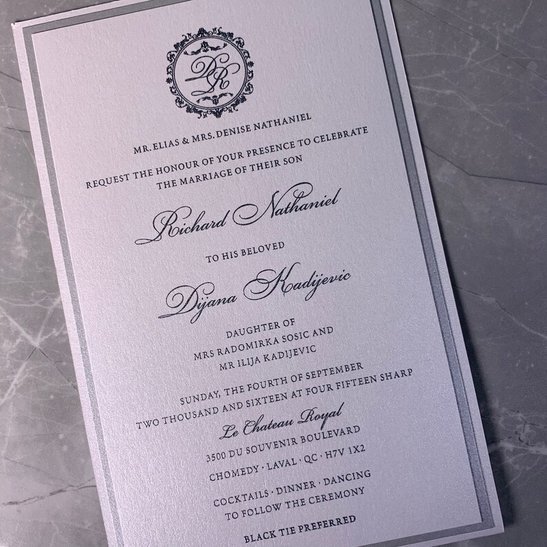 Silver Wedding Invitation Silver Invitations Elegant Wedding - Etsy