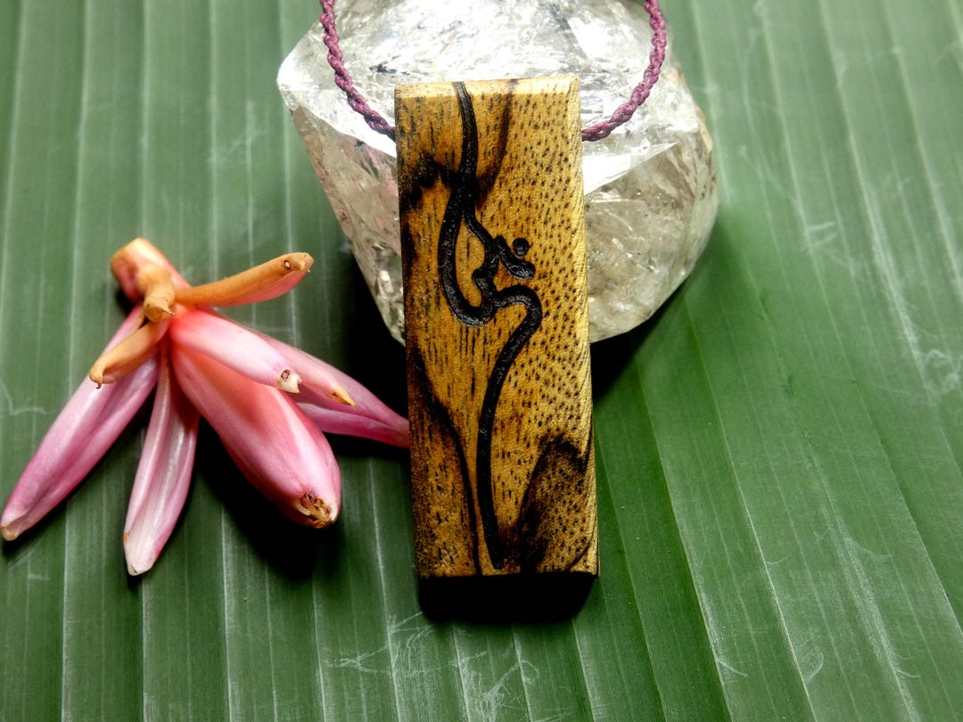 OM Pendant - Ojoche Wood – Spiritual Armor Necklace • Handcrafted Costa ...
