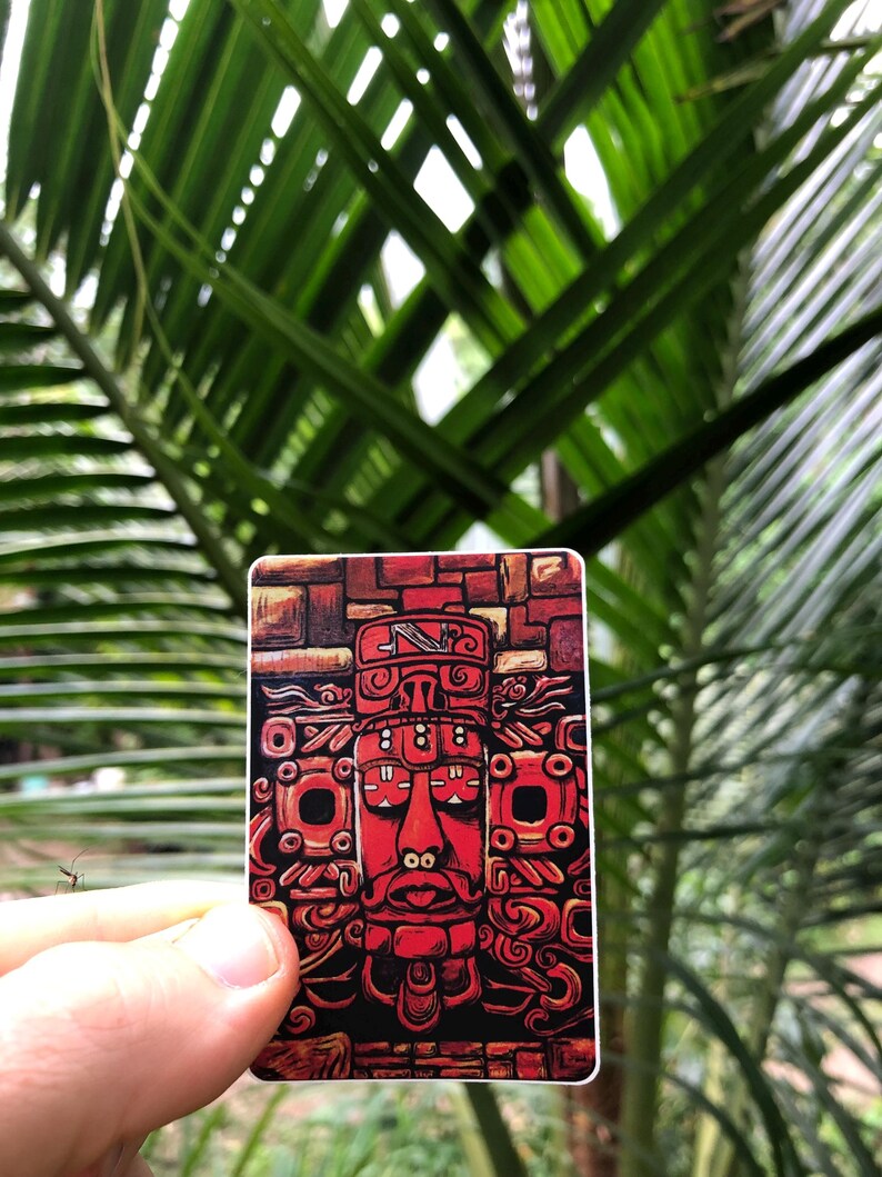 3" Sacred Symbol Sticker - Mayan Mask Carving Maya Mexico - Original ...