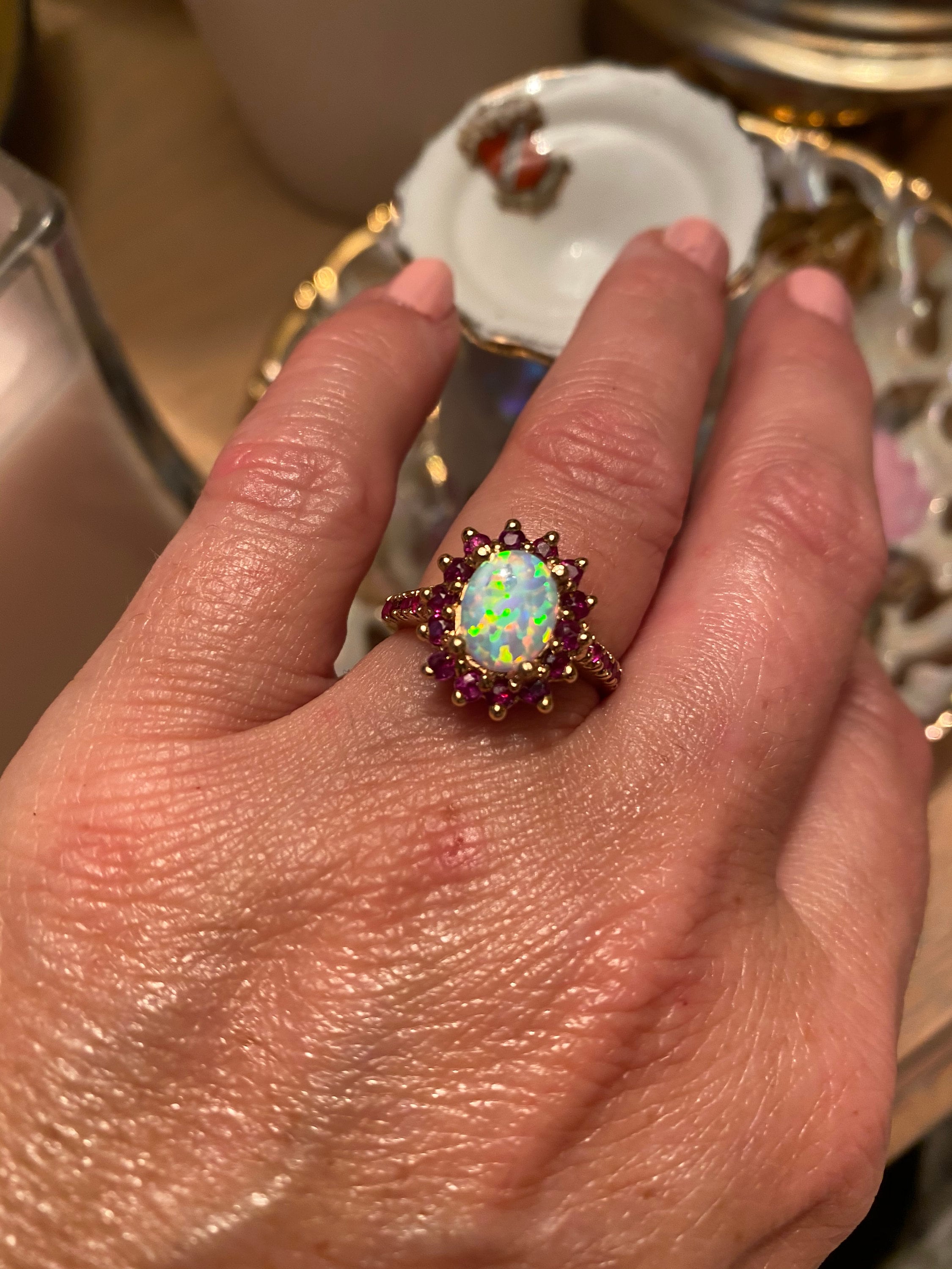 Estate Opal and Ruby Ring | Etsy