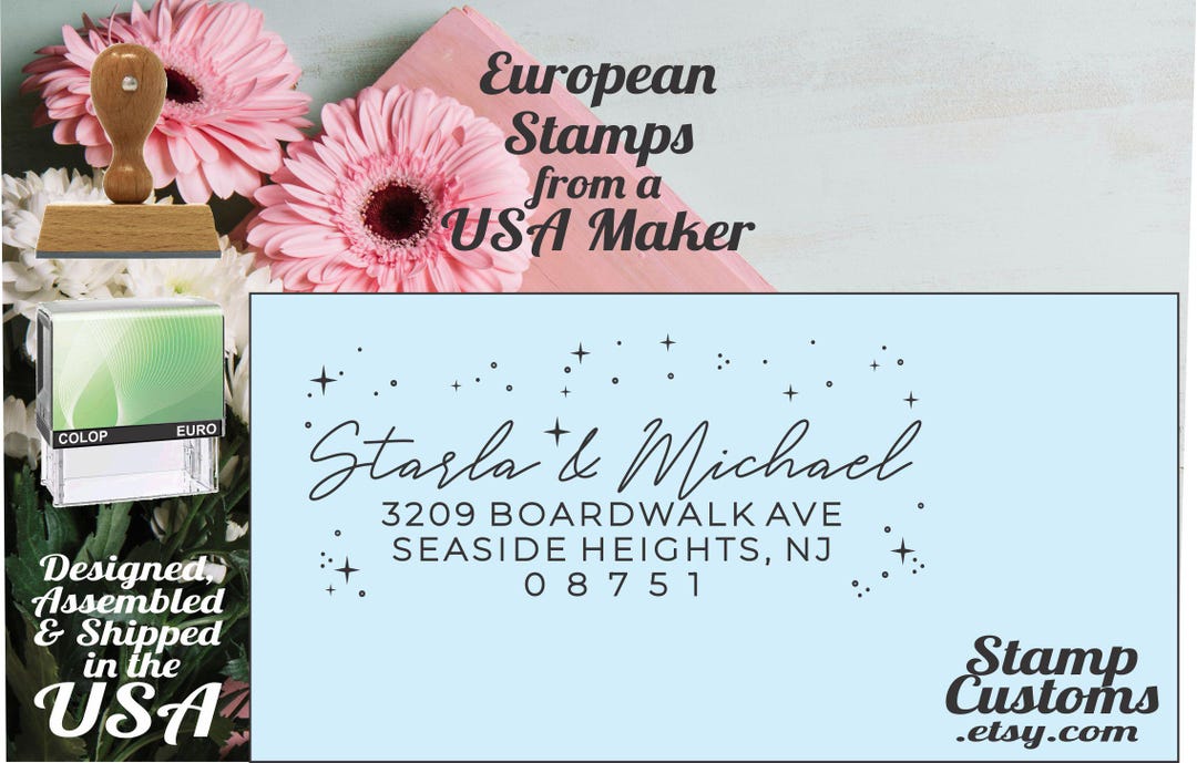 Celestial Stars Return Address Stamp: Wedding, Couple, Sparkle, Shine ...