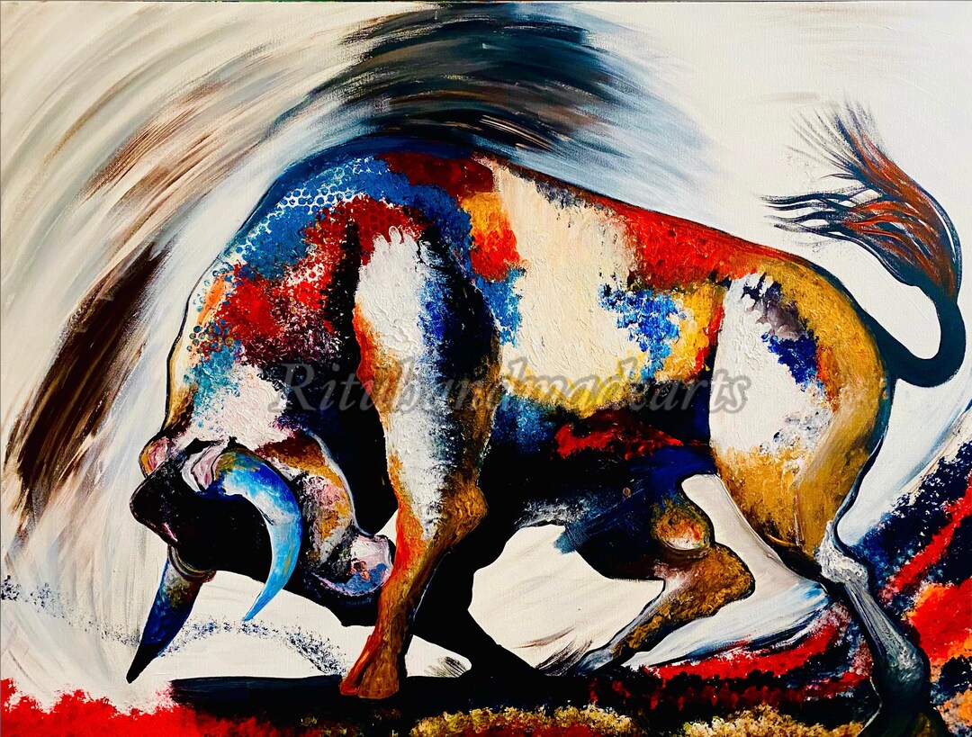 Power to Win Bull Modern Contemporary Abstract Style Textured Art - Etsy