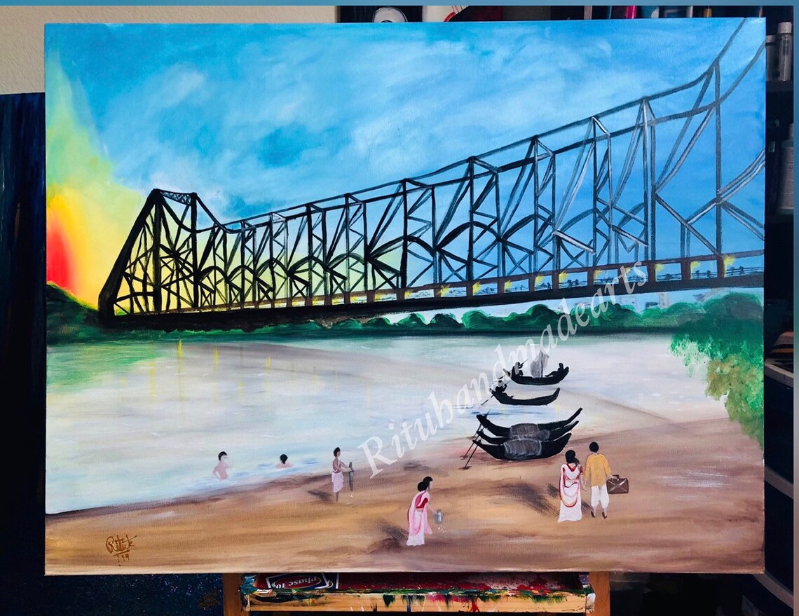 Calcutta Calling Howrah Bridge Kolkata Bangla Art West Bengal - Etsy