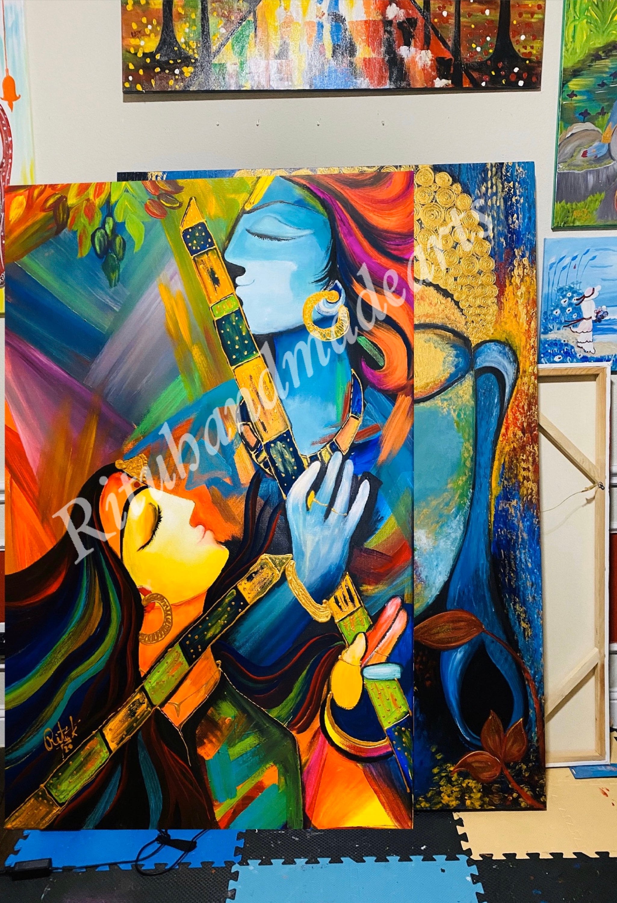 Abstract Paintings Of Radha Krishna