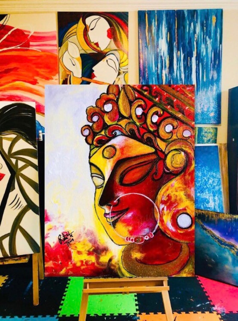 Maa Durga Contemporary Modern Abstract Style Painting | Etsy