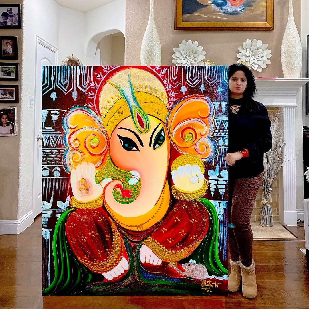 Ganesha Modern Contemporary Abstract Traditional Style Art Decor ...