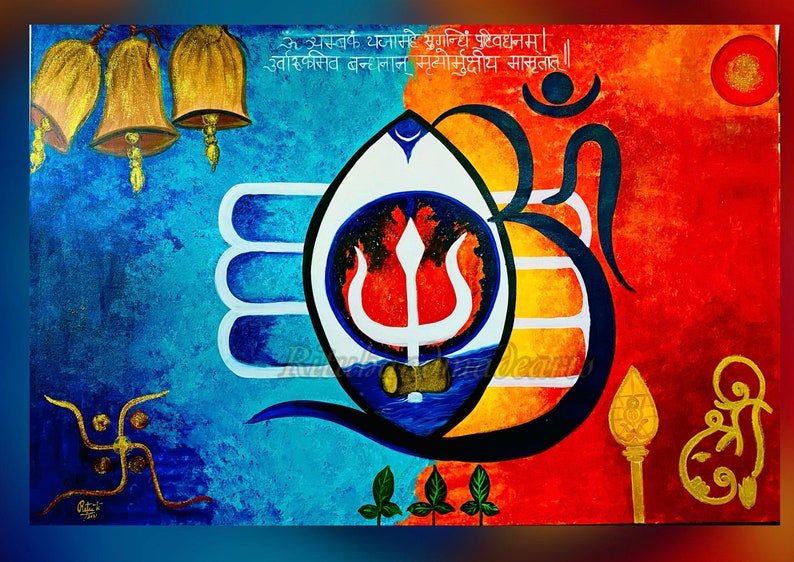 Shiva Shakti Modern Contemporary Abstract Traditional Painting ...