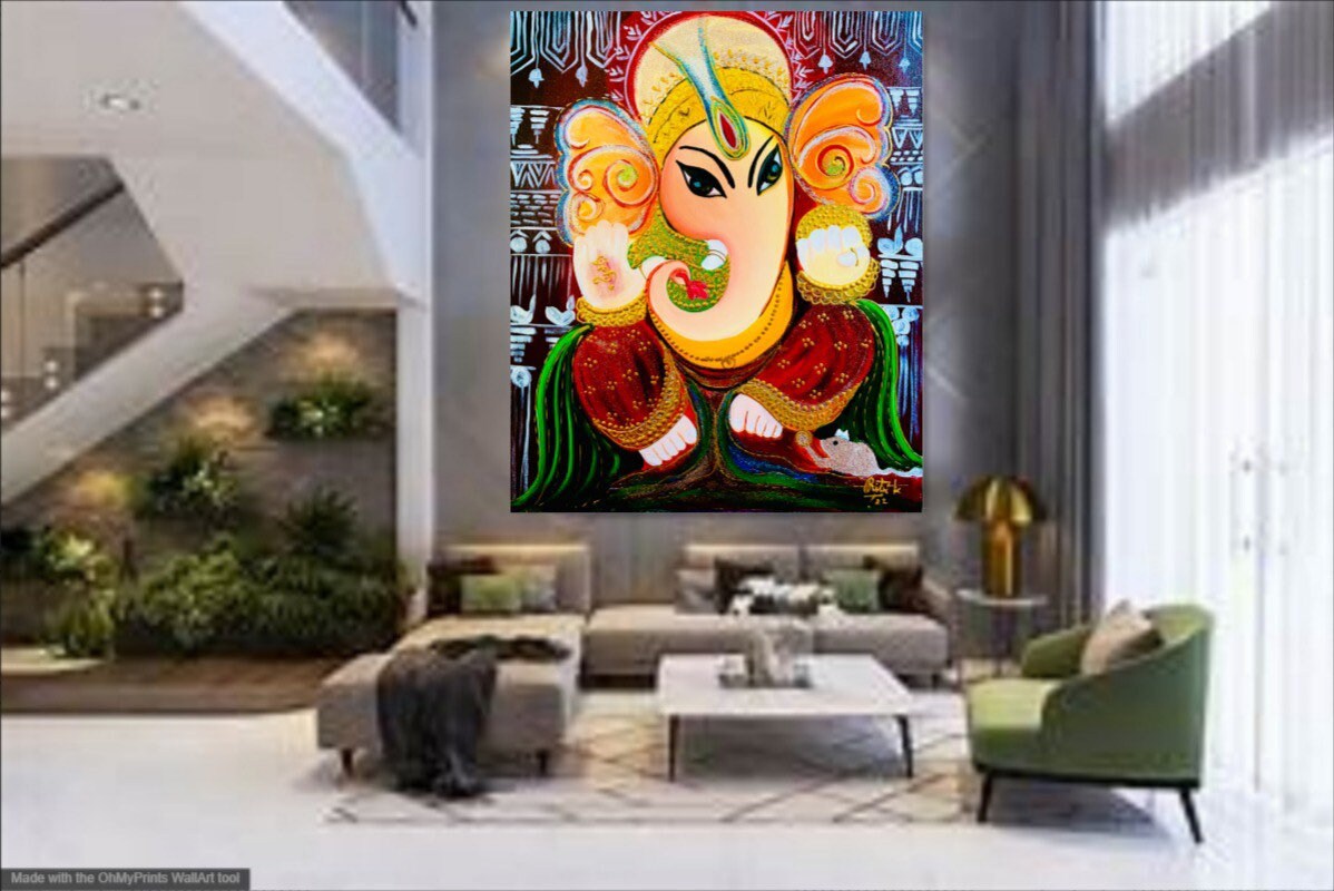 Ganesha Modern Contemporary Abstract Traditional Style Art | Etsy