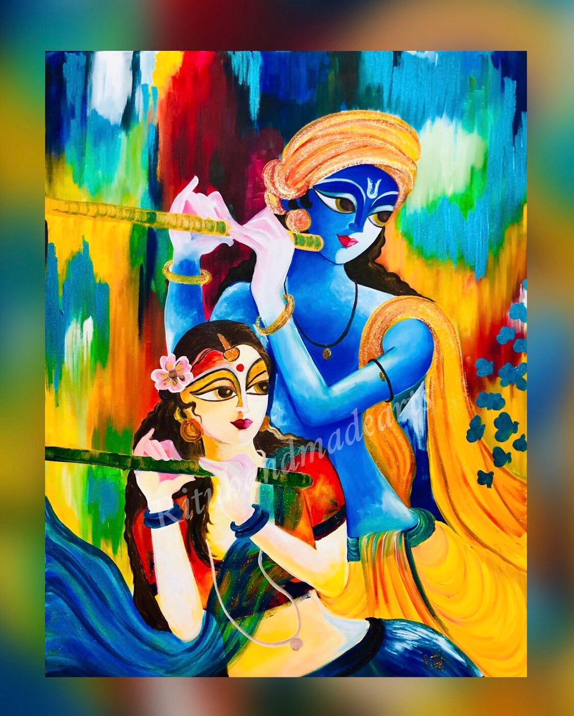Radha Krishna Eternal Love Radha Krishna Contemporary Modern | Etsy
