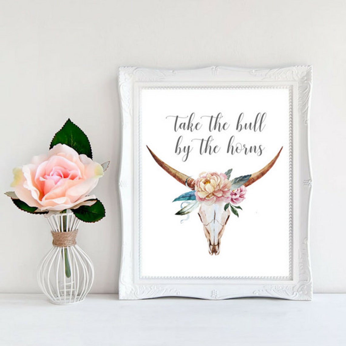 Take the Bull by the Horns Print Calligraphy Print Friend - Etsy