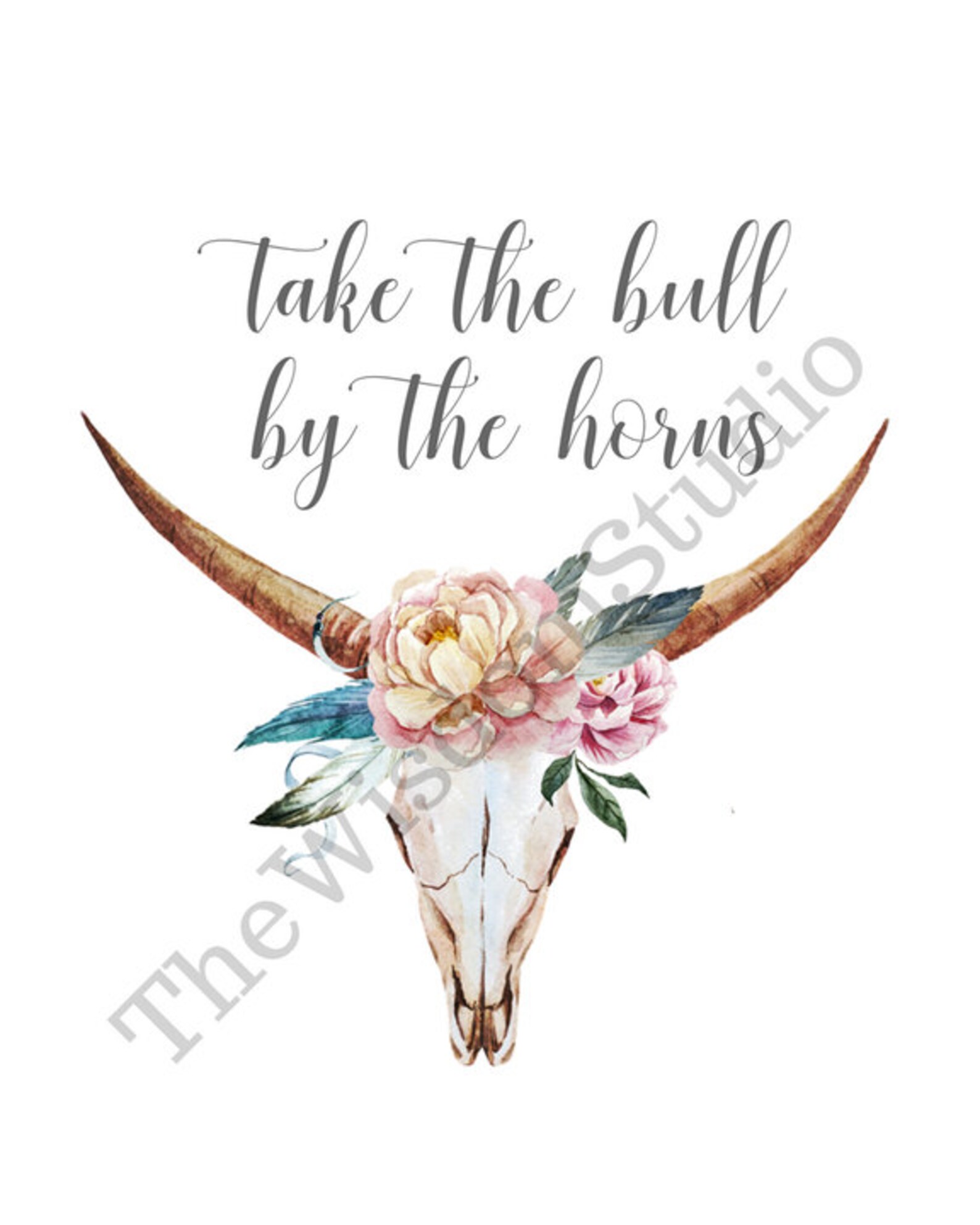 Take the Bull by the Horns Print Calligraphy Print Friend | Etsy