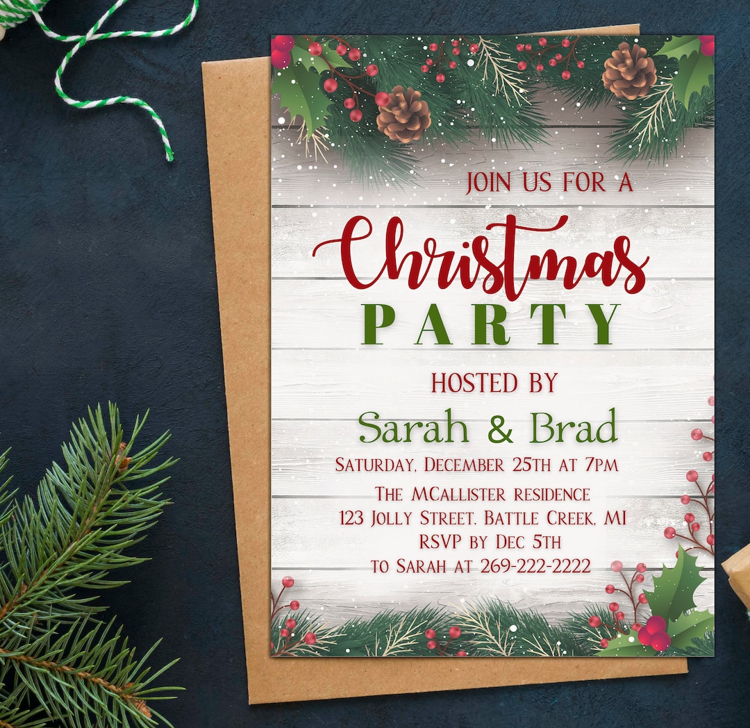 Christmas Invitation, Christmas Party Invitation, 5x7 Christmas ...