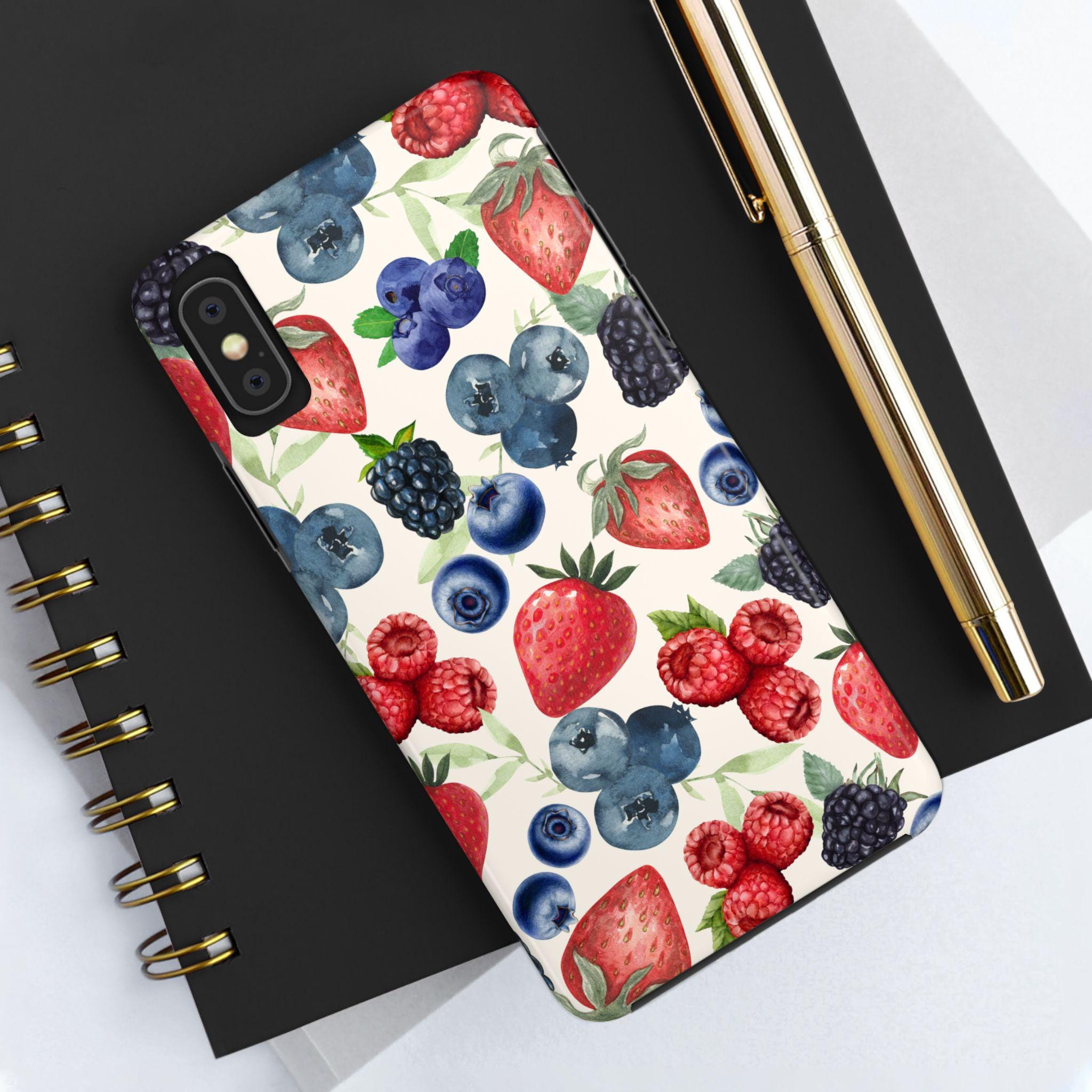 Summer Berries Fruit Phone Case, Cute Phone Case, Strawberries ...