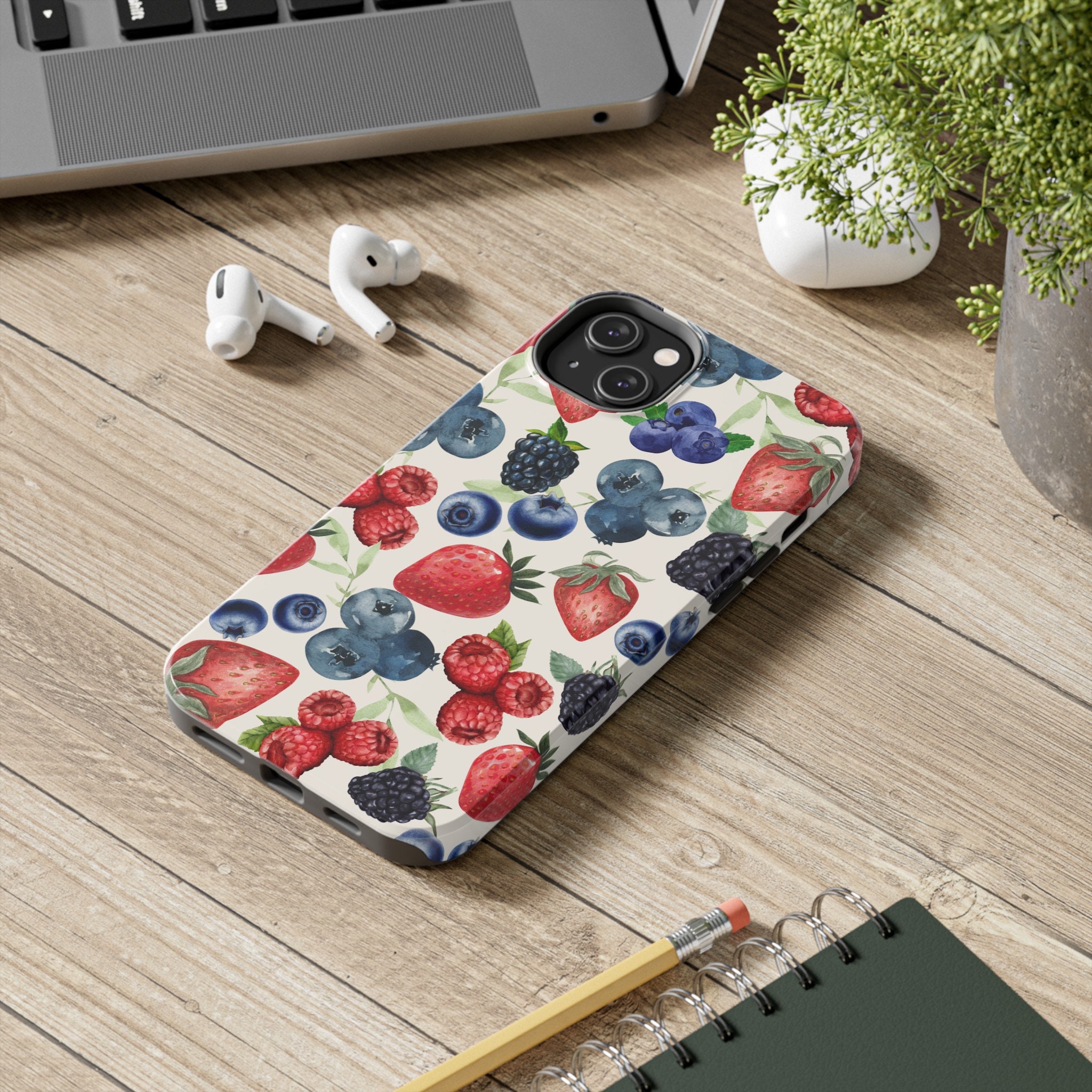 Summer Berries Fruit Phone Case, Cute Phone Case, Strawberries ...