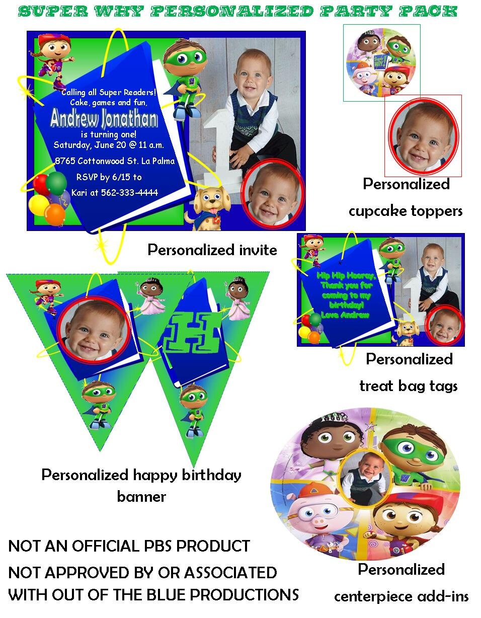 Super Why Personalized Party Pack - Etsy