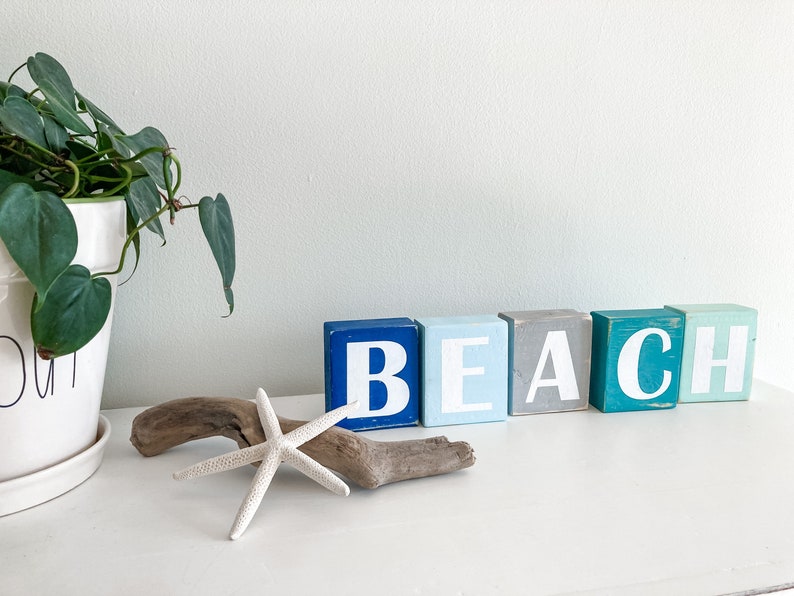 Beach Blocks Beach Sign Beach Letters Coastal Decor Beach - Etsy