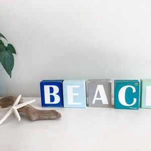 Beach Blocks Beach Sign Beach Letters Coastal Decor Beach Decor Coastal ...