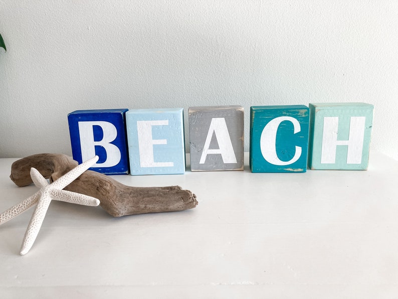 Beach Blocks Beach Sign Beach Letters Coastal Decor Beach - Etsy