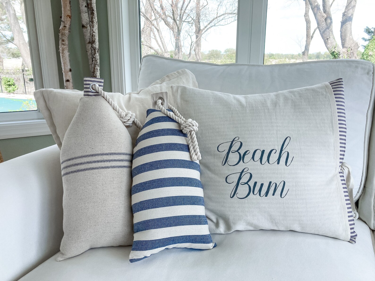 Nautical pillow Buoy pillow Coastal pillow Fabric buoy Beachy | Etsy