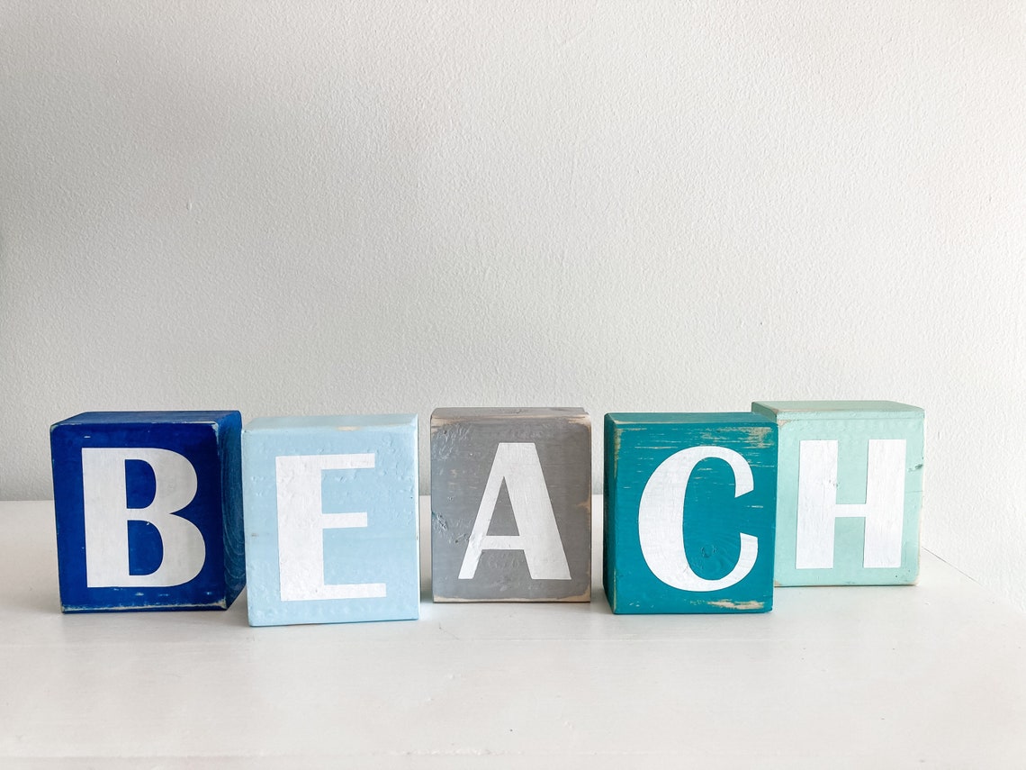 Beach Blocks Beach Sign Beach Letters Coastal Decor Beach - Etsy
