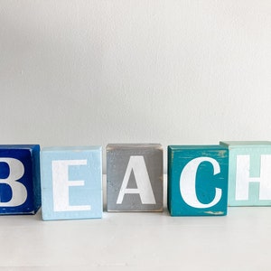 Beach Blocks Beach Sign Beach Letters Coastal Decor Beach Decor Coastal ...