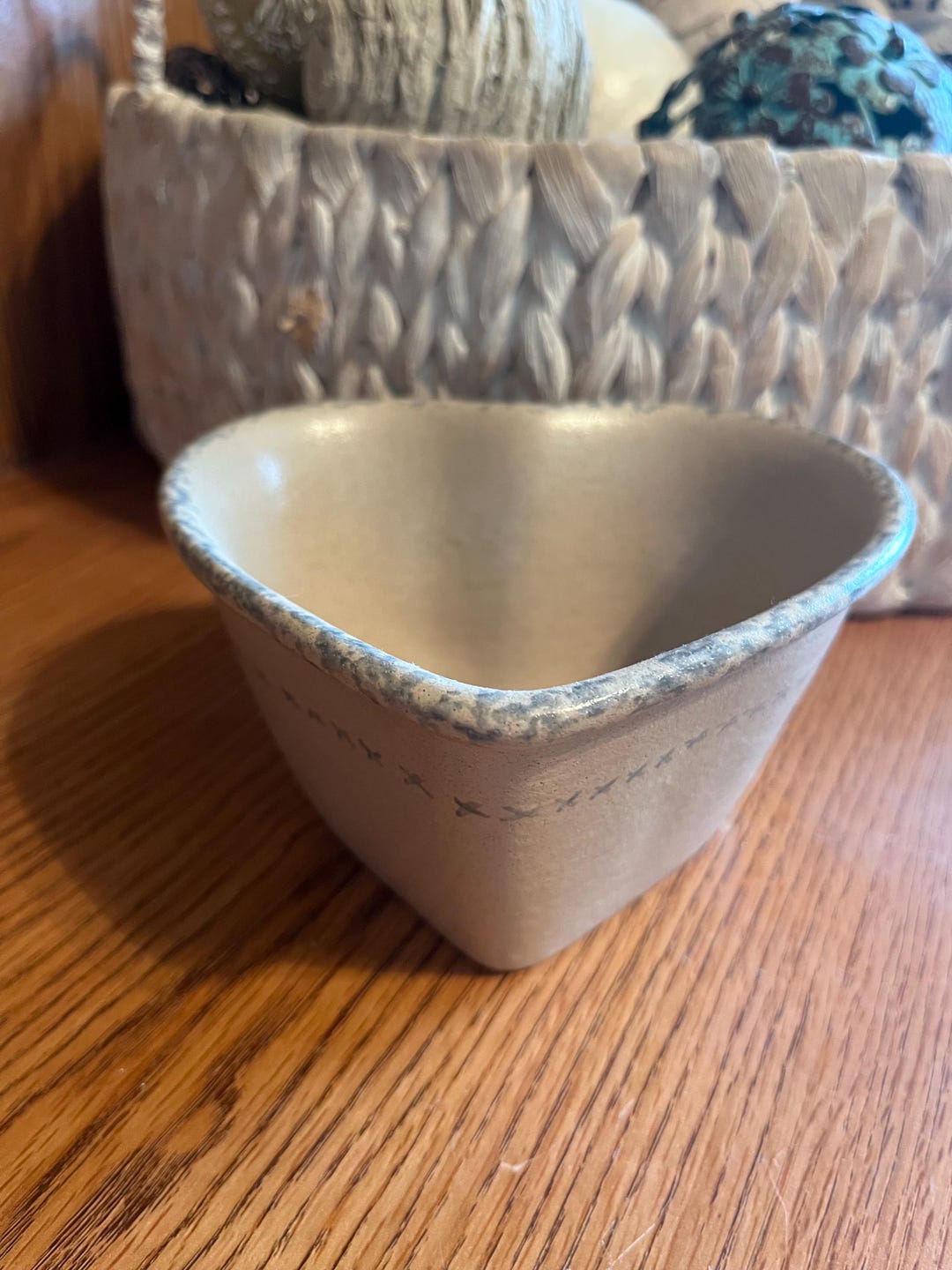 Heart Shaped Blue Spongeware Bowl - Etsy