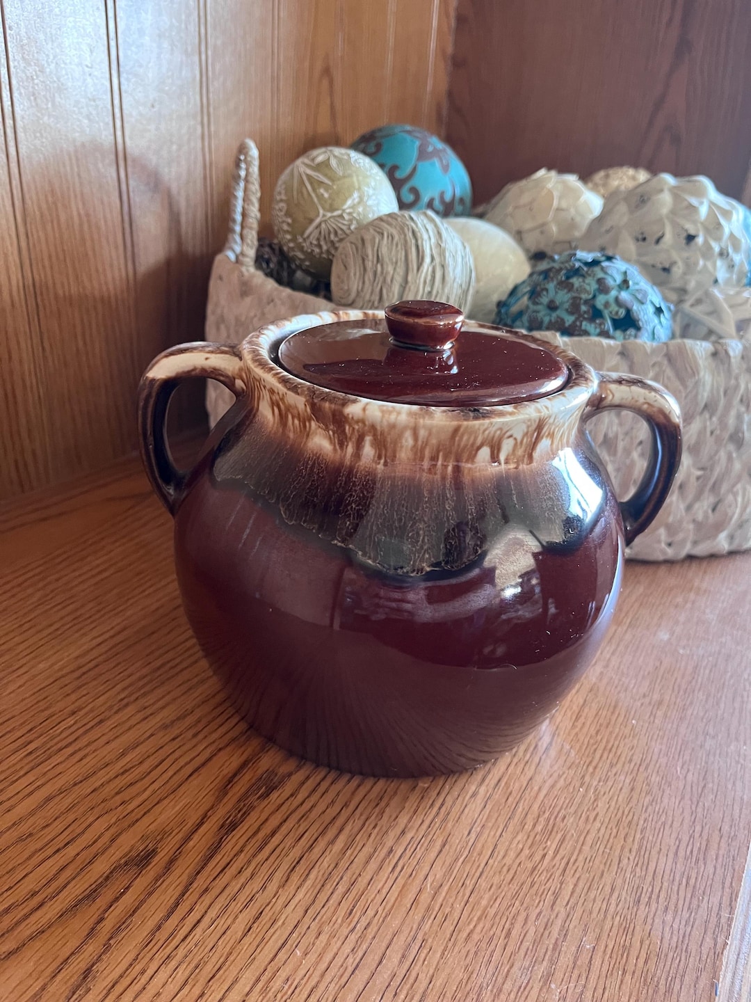 Vintage Hull Pottery Brown Drip 2qt Bean Pot - Etsy