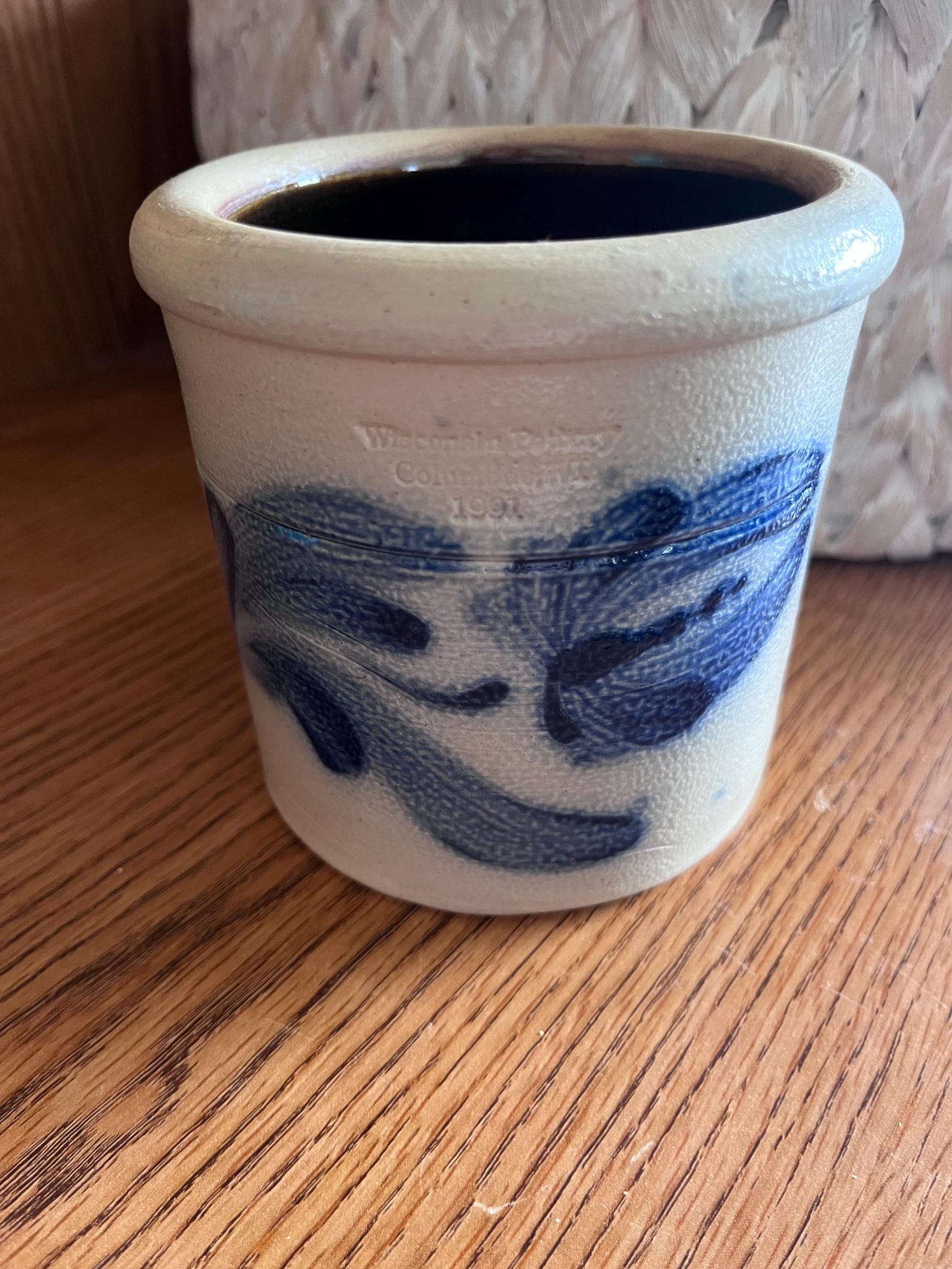 Vintage Wisconsin Pottery Leaf Pattern Crock - Etsy
