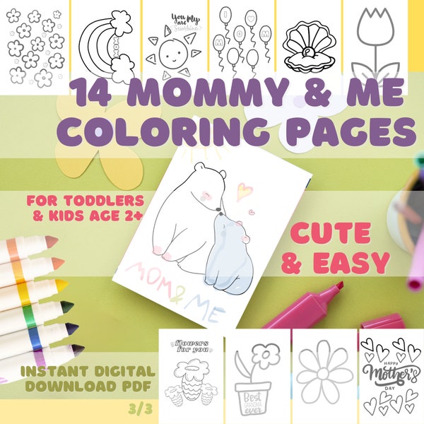 Mommy and Me Coloring - Etsy