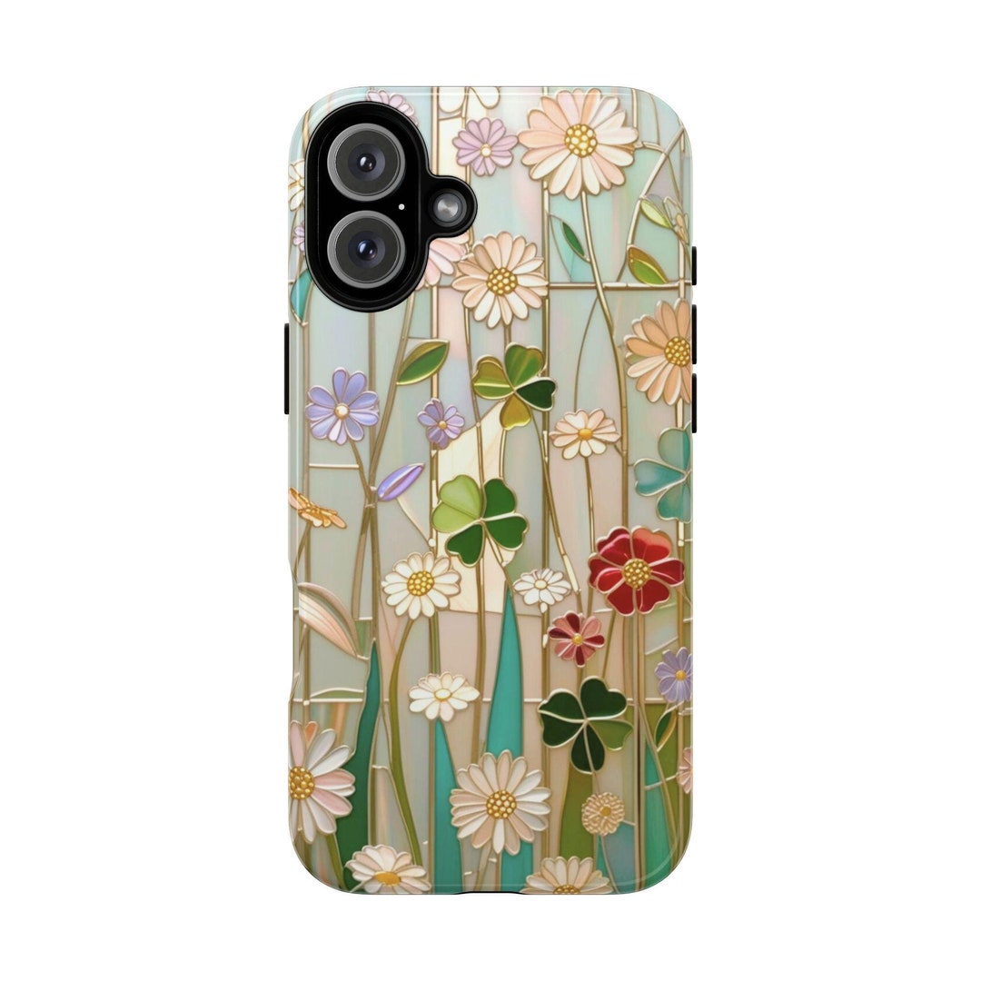 Stained Glass Phone Case Flowers Botanical Collage Phone Cases Mosaic ...
