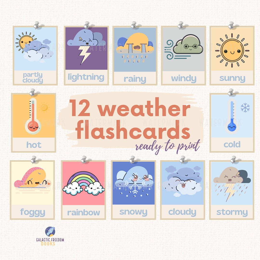 Weather Flashcards, Montessori Materials, Preschool Curriculum ...