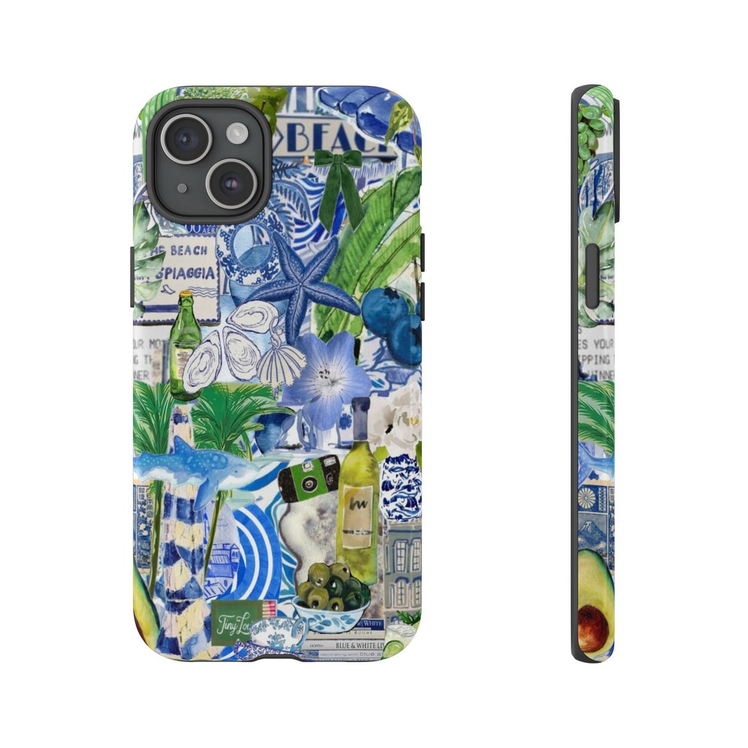Beachy Blue Coquette Collage Phone Case Tropical Cute Preppy Aesthetic ...