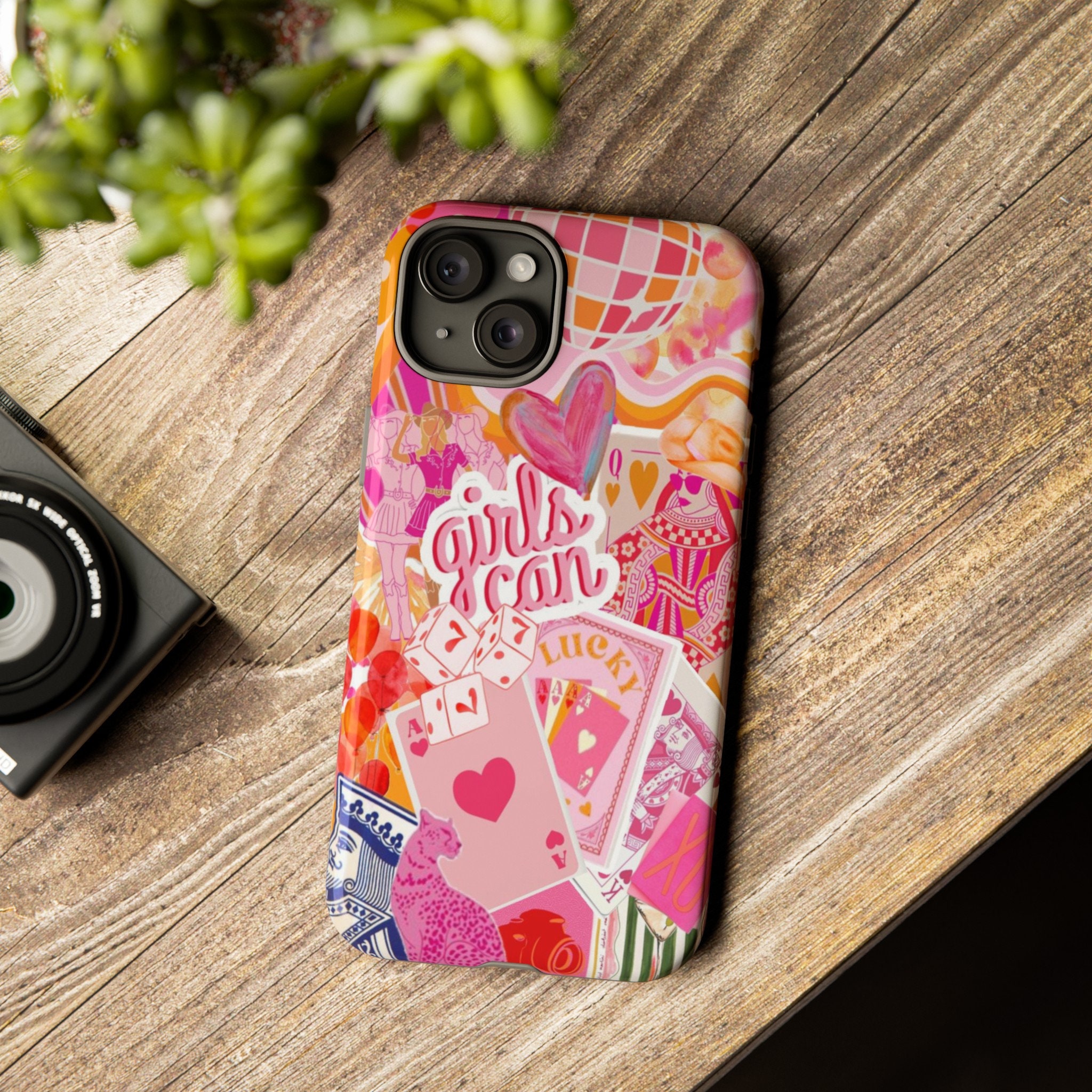 Retro Playing Cards Collage Phone Case Cowgirl Preppy Aesthetic Hot ...
