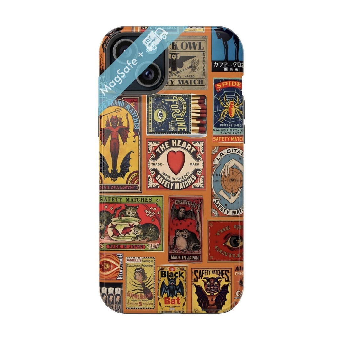 Vintage Matchbox iPhone Collage Phonecase Spooky Orange Matches Retro ...