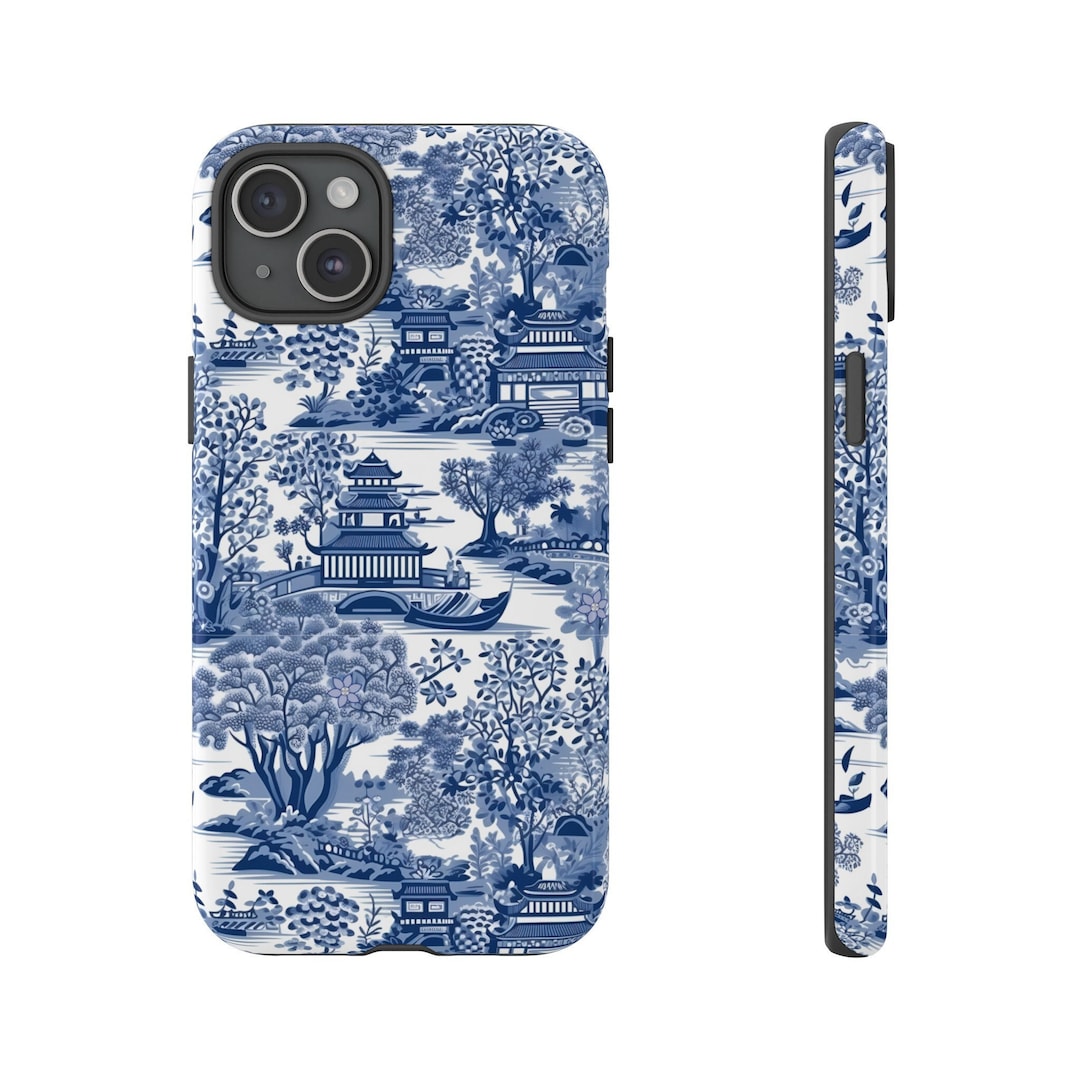 Blue China Phone Case Chinoiserie Toile Aesthetic Chinese Pattern ...