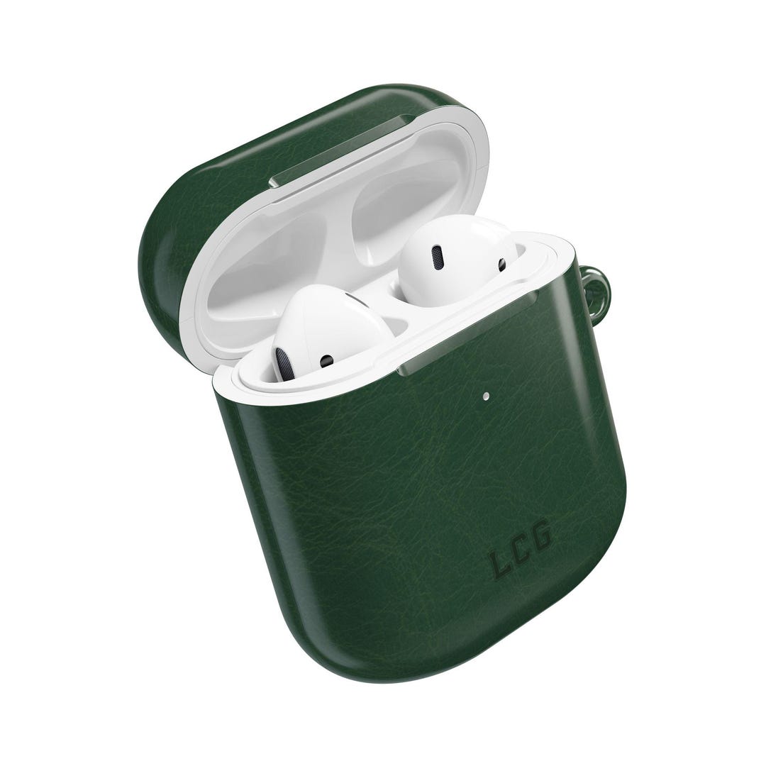 Personalized AirPod Case Monogram Accessories Leather Look Green ...
